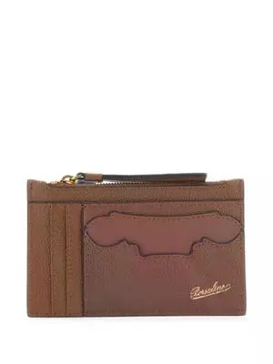 Borsalino Top-zip Card Holder - Brown