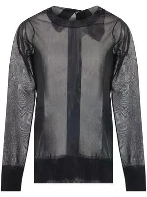 Yohji Yamamoto Semi-sheer Asymmetric-neck Cardigan - Black