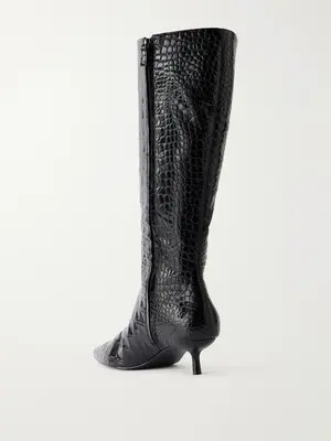Simkhai Janine Croc-effect Leather Knee Boots