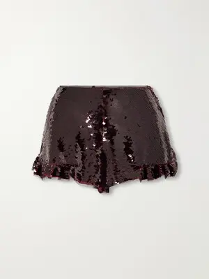 Simone Rocha Sequined Tulle Mini Shorts - Red