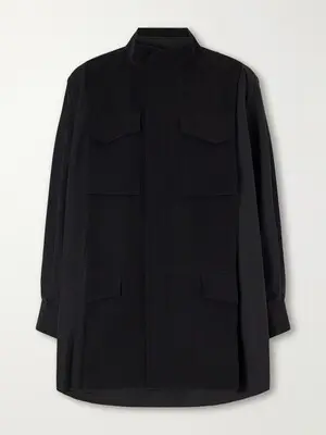Sacai Crepe-trimmed Woven Shirt - Black