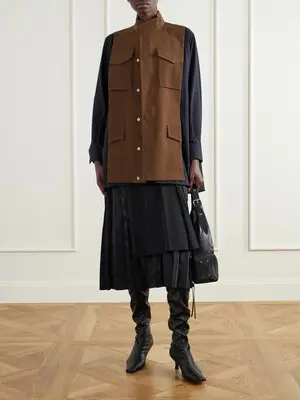 Sacai Crepe-trimmed Woven Shirt
