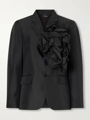 Comme Des Garçons Floral-appliquéd Twill Jacket - Black