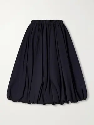 Comme Des Garçons Gathered Wool-gabardine Midi Skirt - Blue