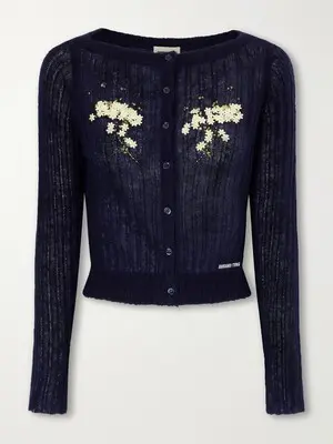 SHUSHU/TONG Embellished Knitted Cardigan - Blue