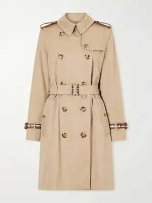 Burberry Kensington Belted Double-breasted Cotton-gabardine Trench Coat - Neutrals