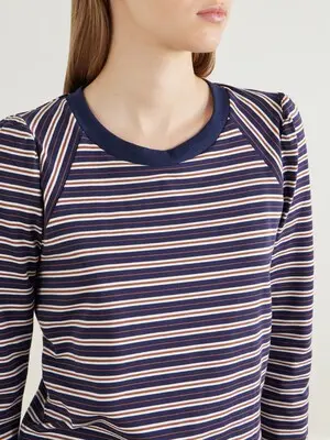 Veronica Beard Mason Baseball Striped Cotton-blend Jersey T-shirt