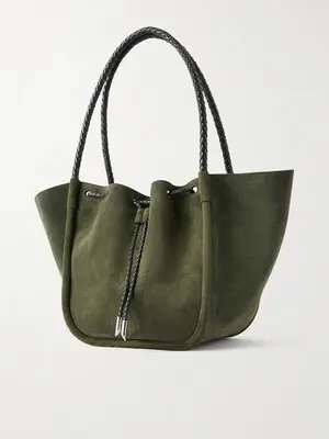 Proenza Schouler Large Ruched Leather-trimmed Suede Tote