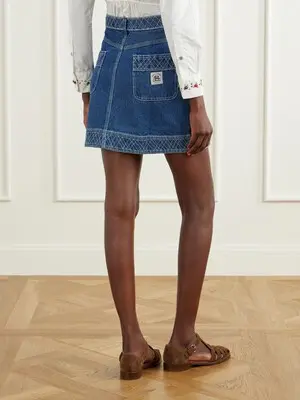 BODE Embroidered Cotton Mini Skirt