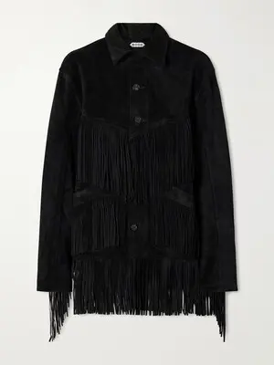 BODE Appalachian Fringed Suede Jacket - Black