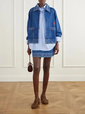 BODE Embroidered Denim Jacket