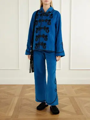 BODE Stagecoach Embroidered Cotton-corduroy Wide-leg Pants