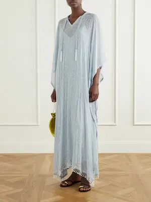 BODE Layered Bead-embellished Silk-georgette Maxi Dress
