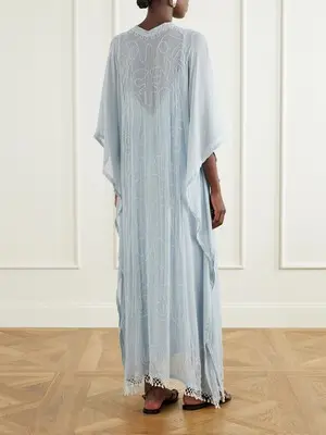 BODE Layered Bead-embellished Silk-georgette Maxi Dress