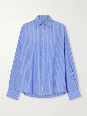 BODE Bluebell Striped Cotton-poplin Shirt - Blue