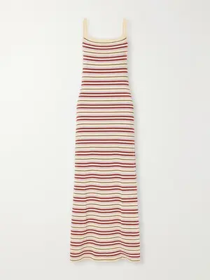 FAITHFULL THE BRAND Doris Knitted Striped Cotton-blend Maxi Dress