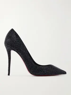 CHRISTIAN LOUBOUTIN La Pigalle 100 Crystal-embellished Leather Pumps - Black