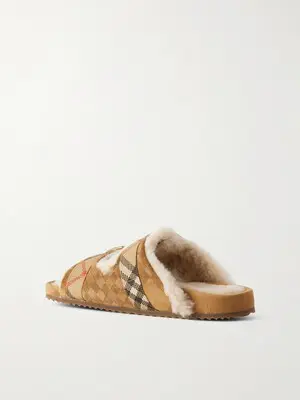 Burberry Shearling-trimmed Suede Sandals
