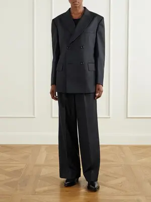 Junya Watanabe Pinstriped Wool-blend Wide-leg Pants
