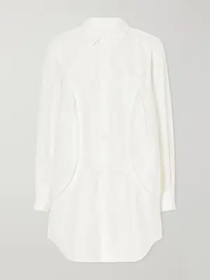 Comme Des Garçons Paneled Frayed Poplin Shirt - White