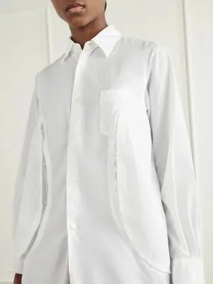 Comme Des Garçons Paneled Frayed Poplin Shirt