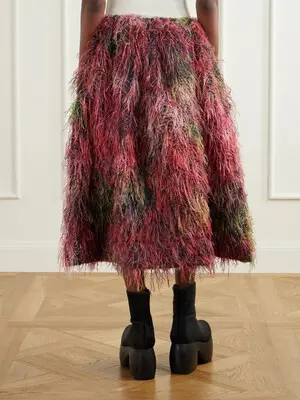 Comme Des Garçons Textured Fringed Midi Skirt
