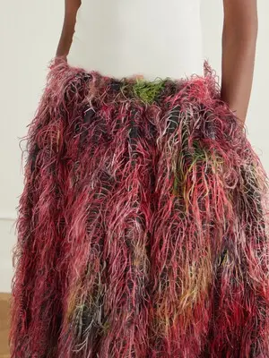 Comme Des Garçons Textured Fringed Midi Skirt