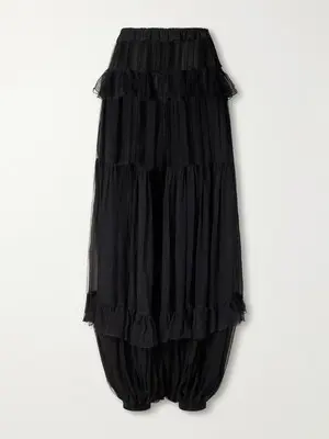 Chloé Balloon Silk-mousseline Pants - Black