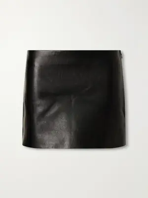 Khaite Jett Leather Mini Skirt - Black