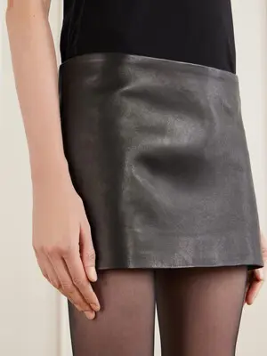 Khaite Jett Leather Mini Skirt