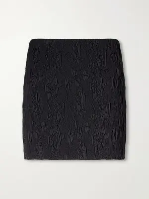 Balmain Floral-jacquard Cloque Mini Skirt - Black
