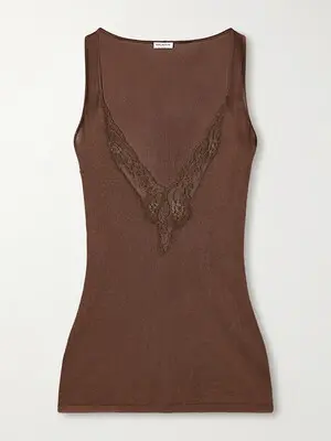 Balmain Lace-trimmed Knitted Tank