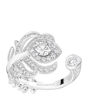 Boucheron White And Diamond Plume De Paon Ring