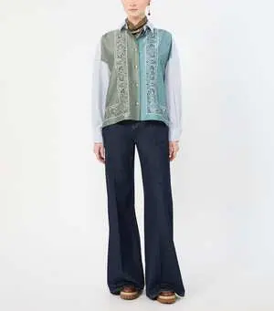 Max Mara Satin-front Bandana Print Shirt