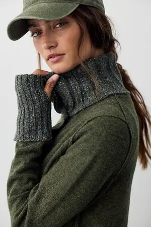 We The Free Off Kilt Funnel-neck Wool Cardigen At - Thyme Combo