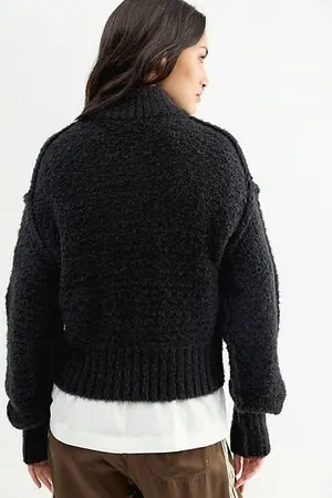 Free People Tucked Henley Pullover At - Washed Black Combo
