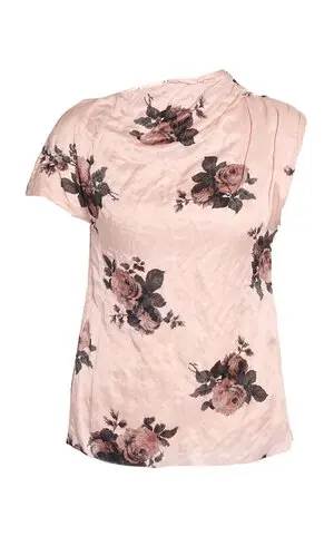 Erdem Cotton-blend Crushed Satin Draped Top