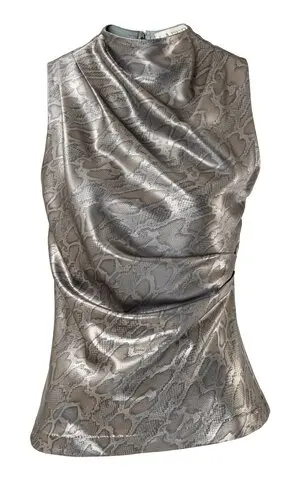 LA FUORI Burnt Snake Gloss Draped Top
