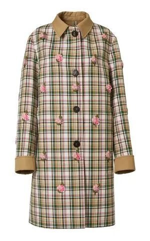 Carolina Herrera Embroidered Check Plaid Tailoring Coat