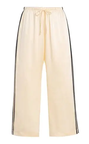 Donni. Striped Silk Wide-leg Cropped Pants - Ivory