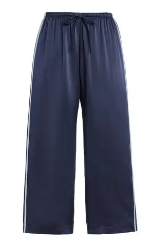 DONNI. Striped Silk Wide-leg Cropped Pants Xxs