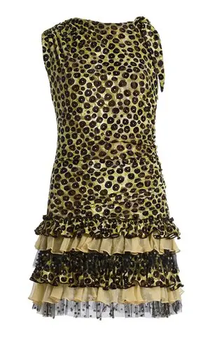 SIEDRES Floriana Ruffled Devoré Chiffon Mini Dress
