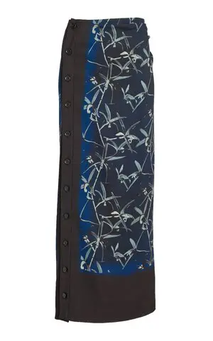 Proenza Schouler Anais Printed Stretch Cady Maxi Skirt - Medium Wash