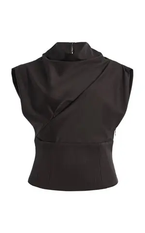 SEV Corset-waist Wool Top - Brown