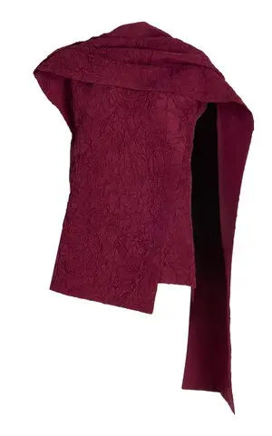 Proenza Schouler Lina Asymmetrical Crushed Silk Wrap Top - Red