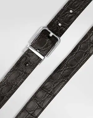 Dolce & Gabbana Caiman Belt Collection Brown - Silver