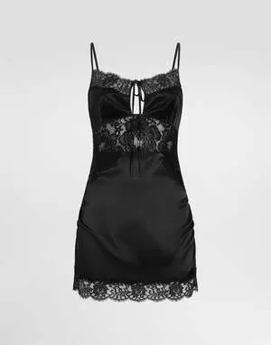Dolce & Gabbana Stretch Satin Dress Dresses Satin - Black