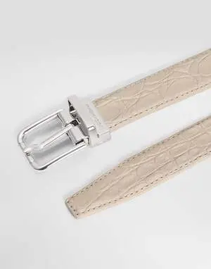Dolce & Gabbana Caiman Belt Collection Beige - Silver