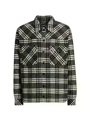 Dolce & Gabbana Check-pattern Wool-blend Shirt Jacket - Black