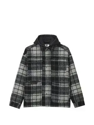 Izzue Plaid Hooded Jacket - Grey